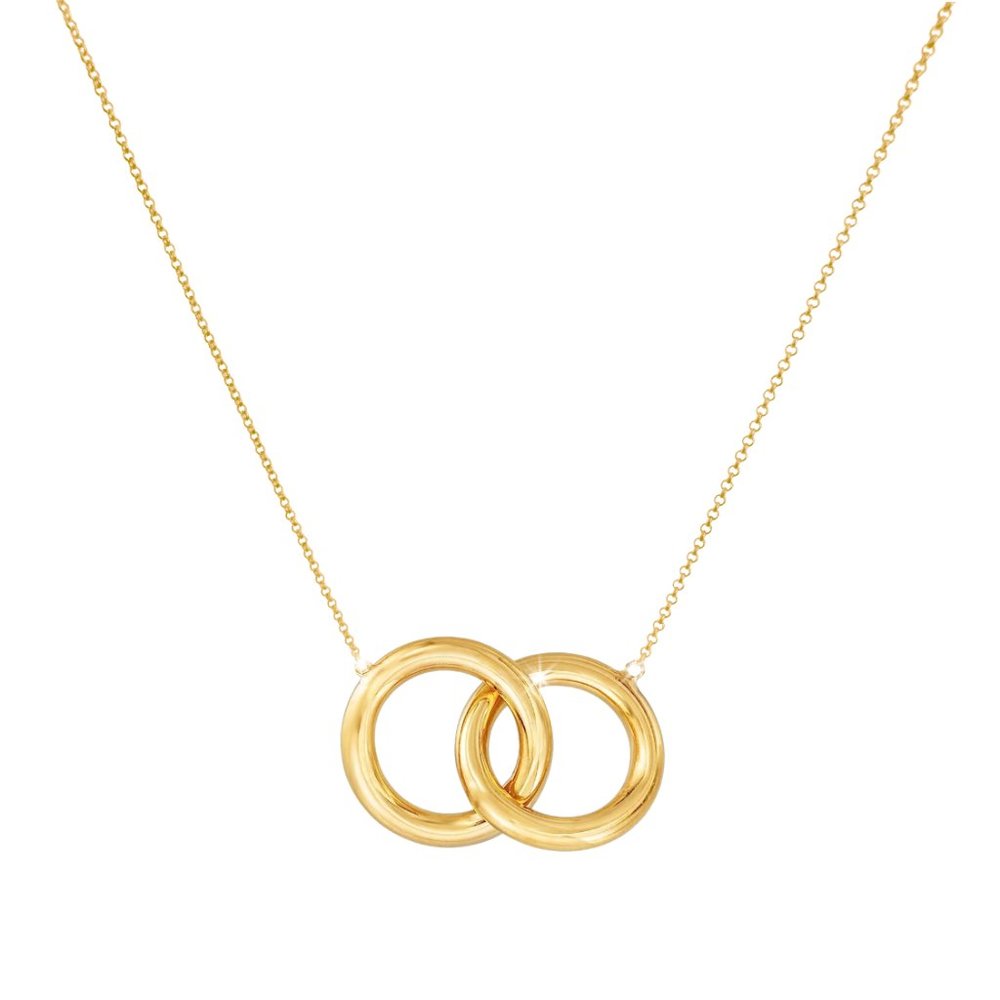 14k Gold Plated Interlocking Circles Necklace Gem